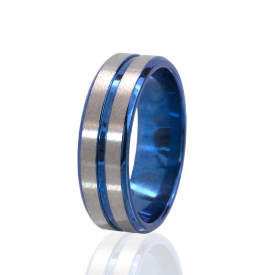 7mm Blue Anodized Titanium Ring: Handcrafted Men's Band – The Jewelry ...