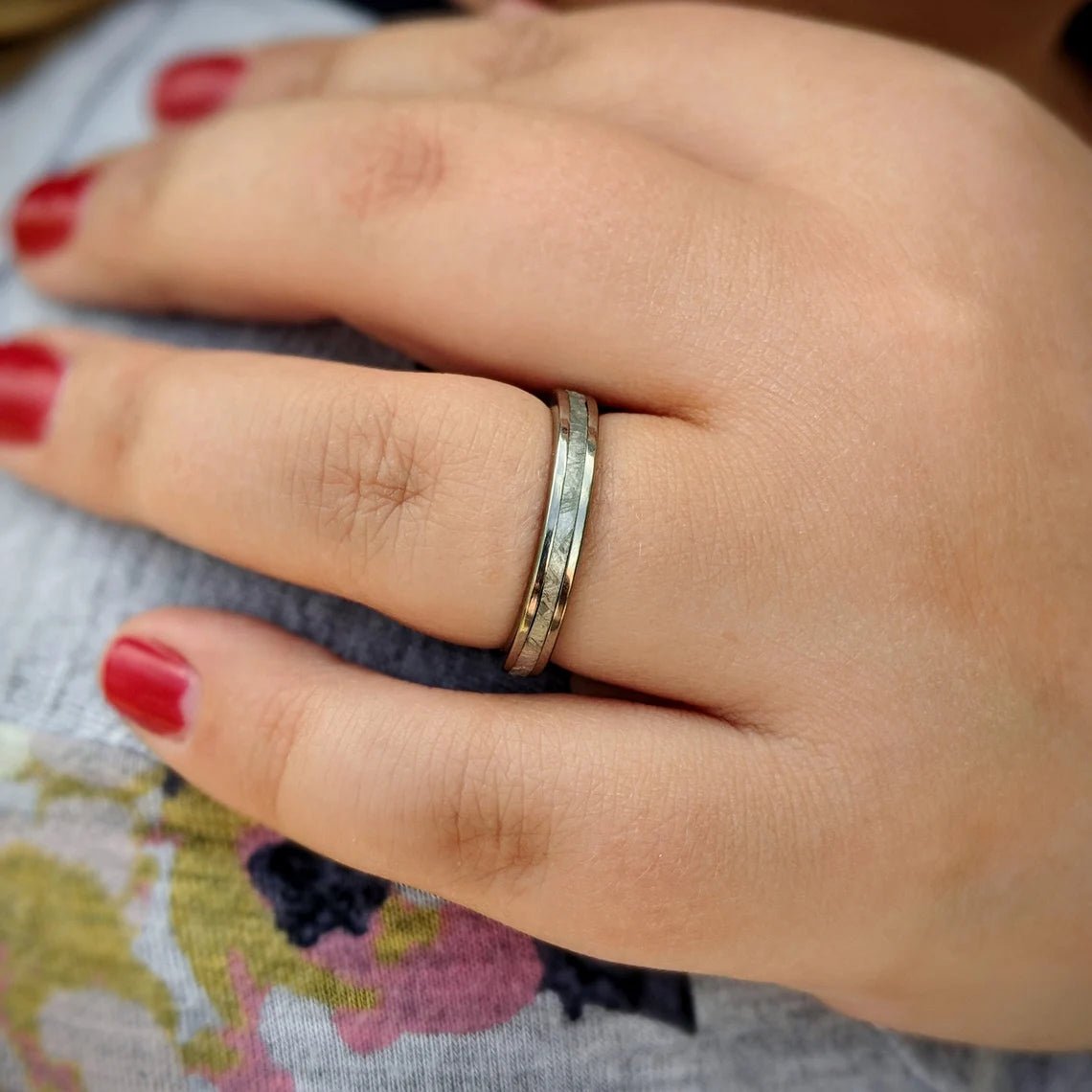 Elegant Gibeon Meteorite Ring Set - Custom Made Meteorite Wedding Bands ...